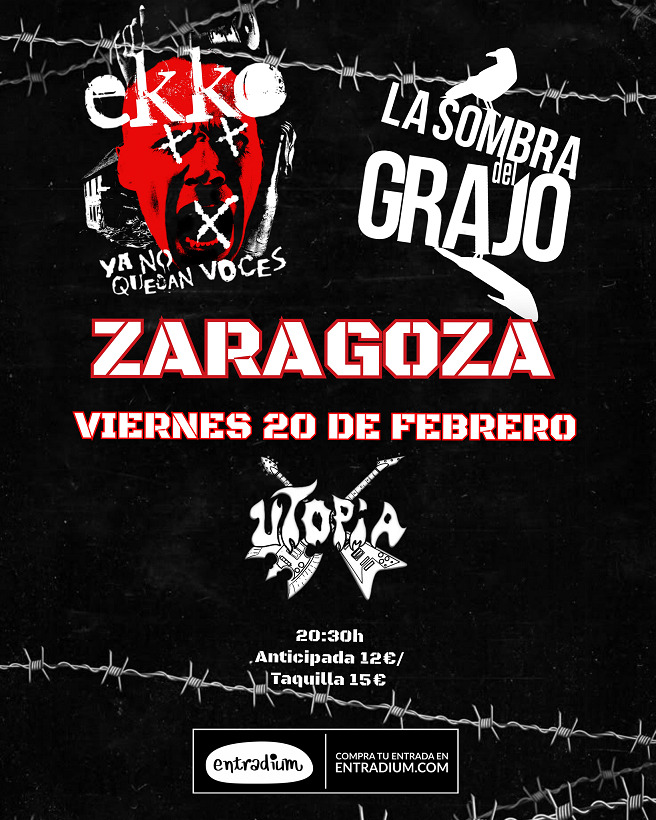 Entradas Ekko + La sombra del grajo en Peter Rock Club el 15 de Mayo
